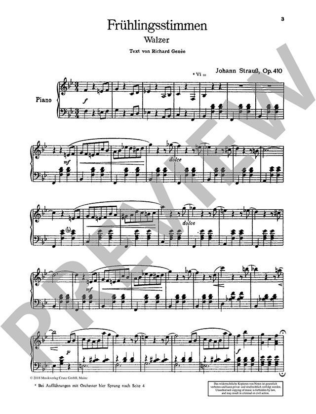 Frühlingsstimmen op. 410 von Johann Strauss (Sohn) » Noten für ...