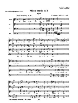 Missa Brevis in B KV 275 von Wolfgang Amadeus Mozart » Noten für ...