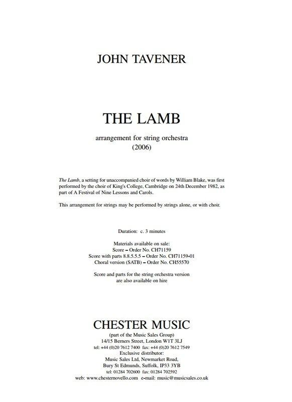 The Lamb Von John Tavener Noten F r Streichorchester